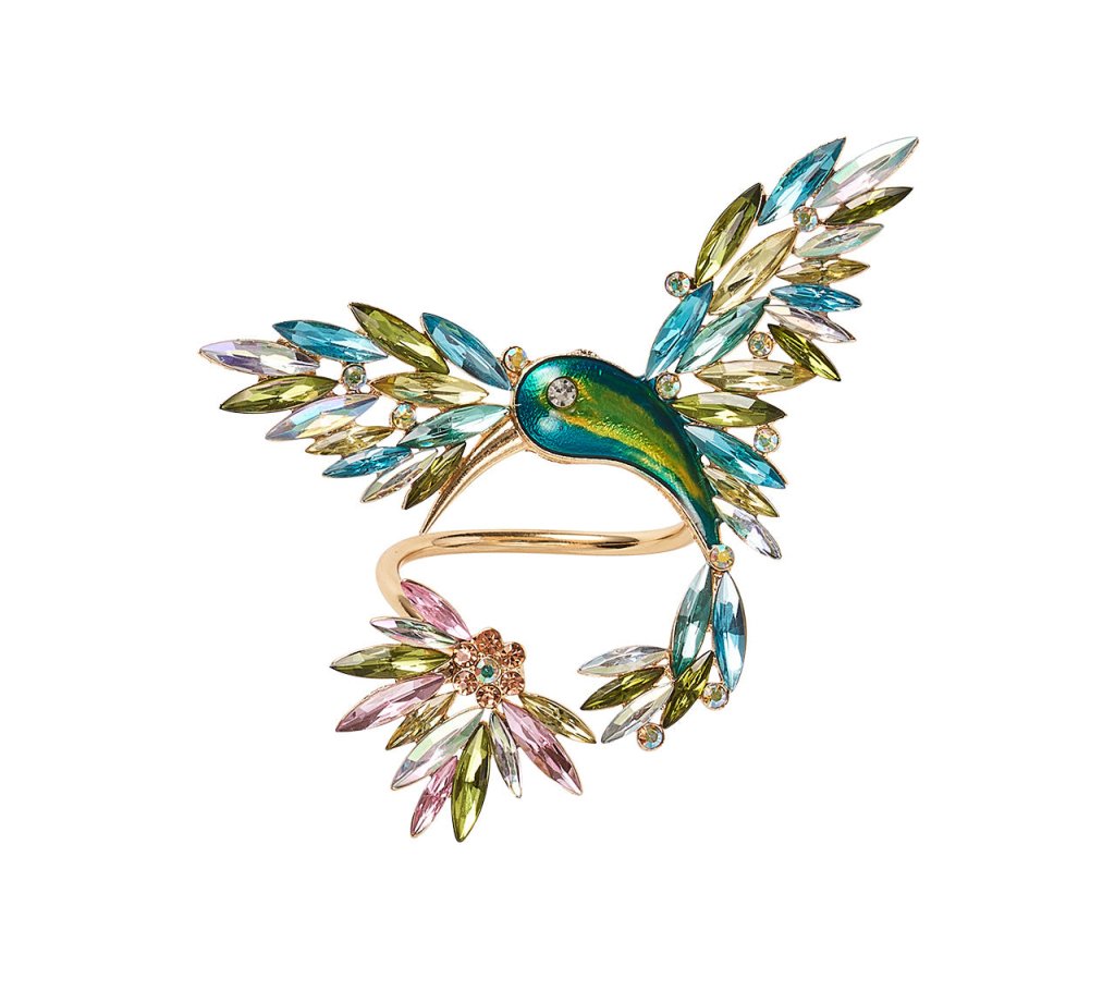 Hummingbird Napkin Ring in Multi, Set of 4 in a Gift Box